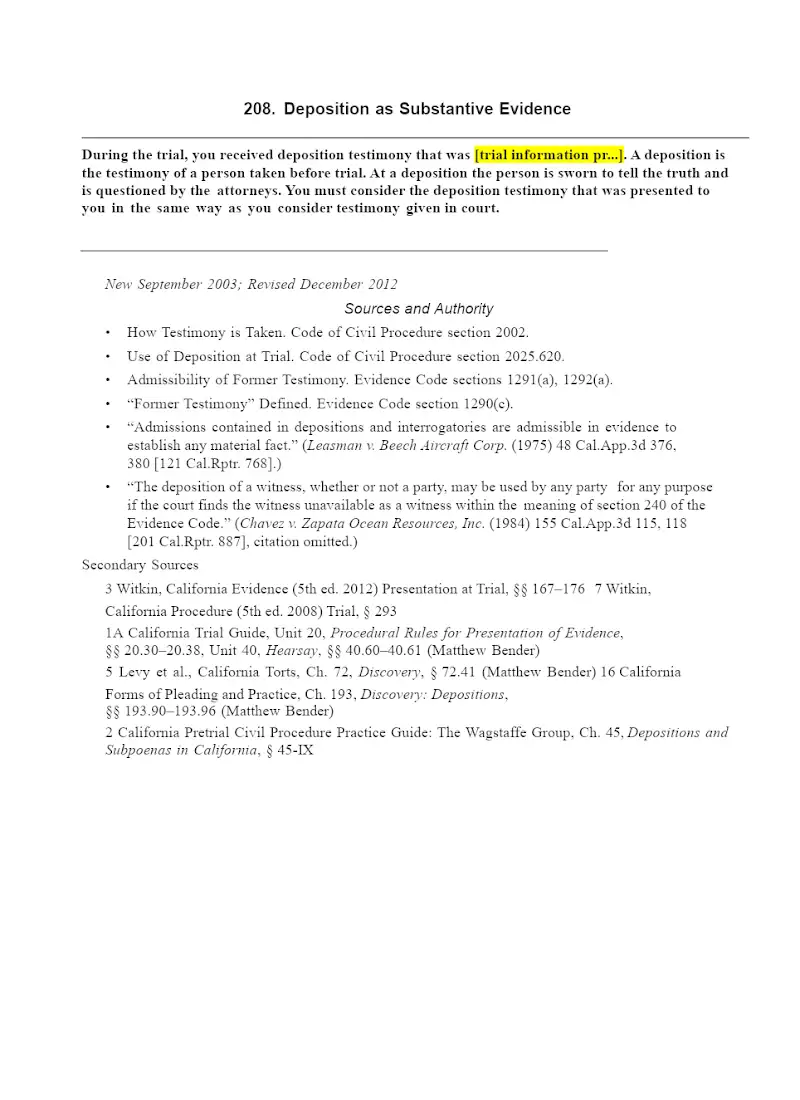 Deposition as Substantive Evidence | Clio