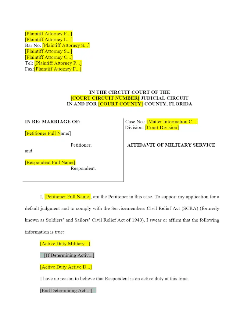 Affidavit of Military Service | Clio