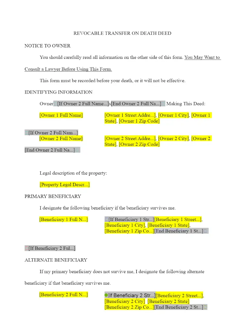 General Revocable Transfer on Death Deed | Clio