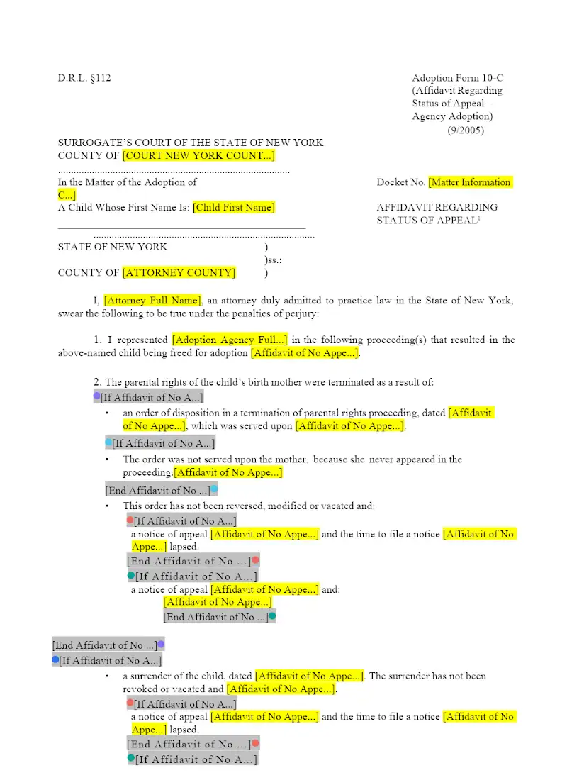 Affidavit Of No Appeal (10-C) | Clio