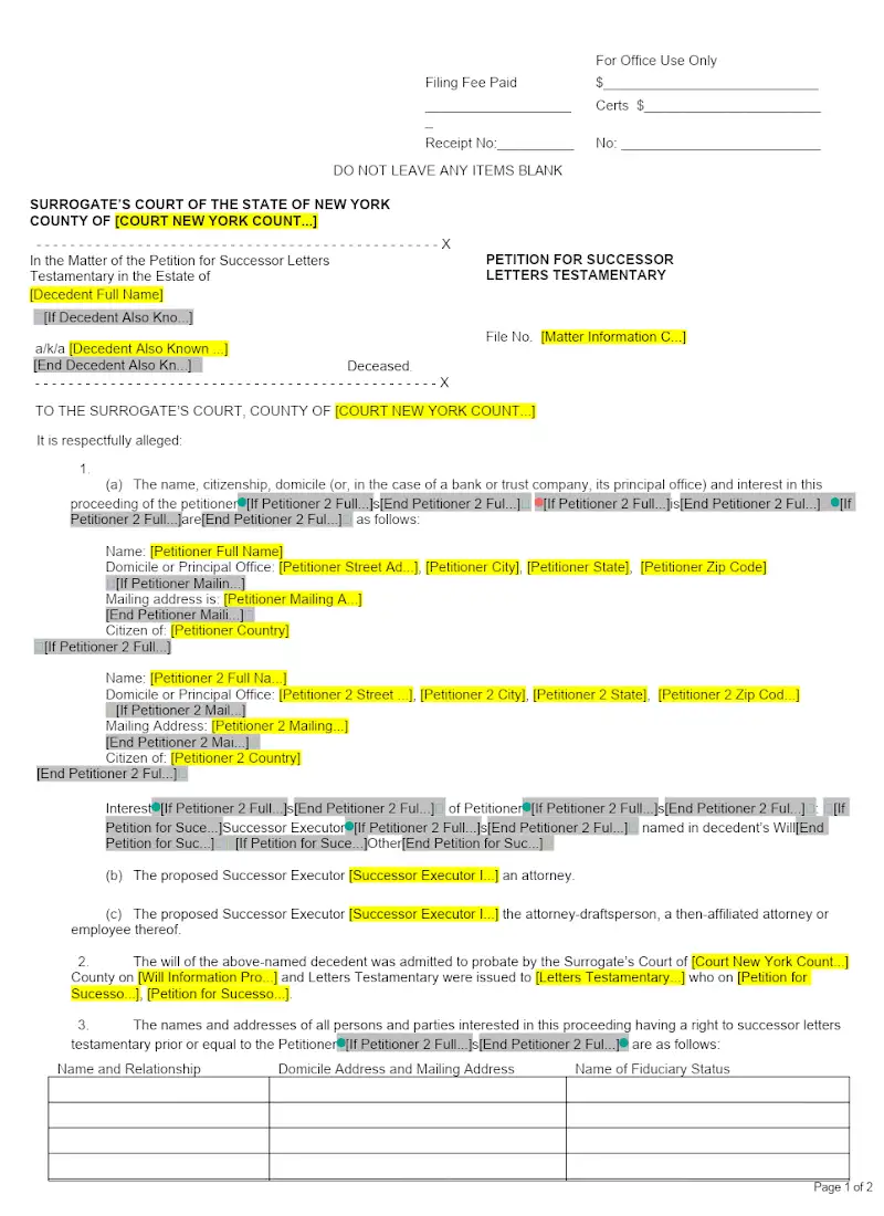 Successor Letters Testamentary | Clio