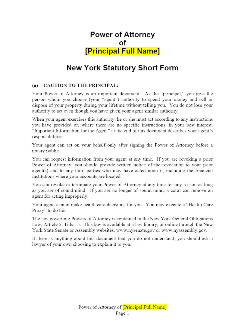 Statutory Power of Attorney | Clio