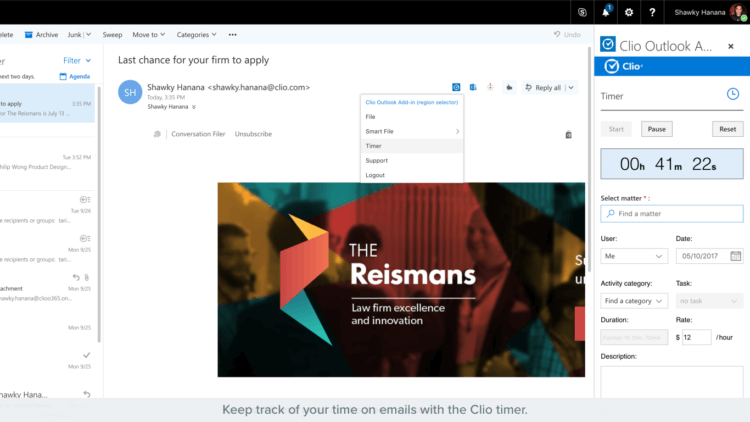Clio's Outlook 365 Add-in | Clio