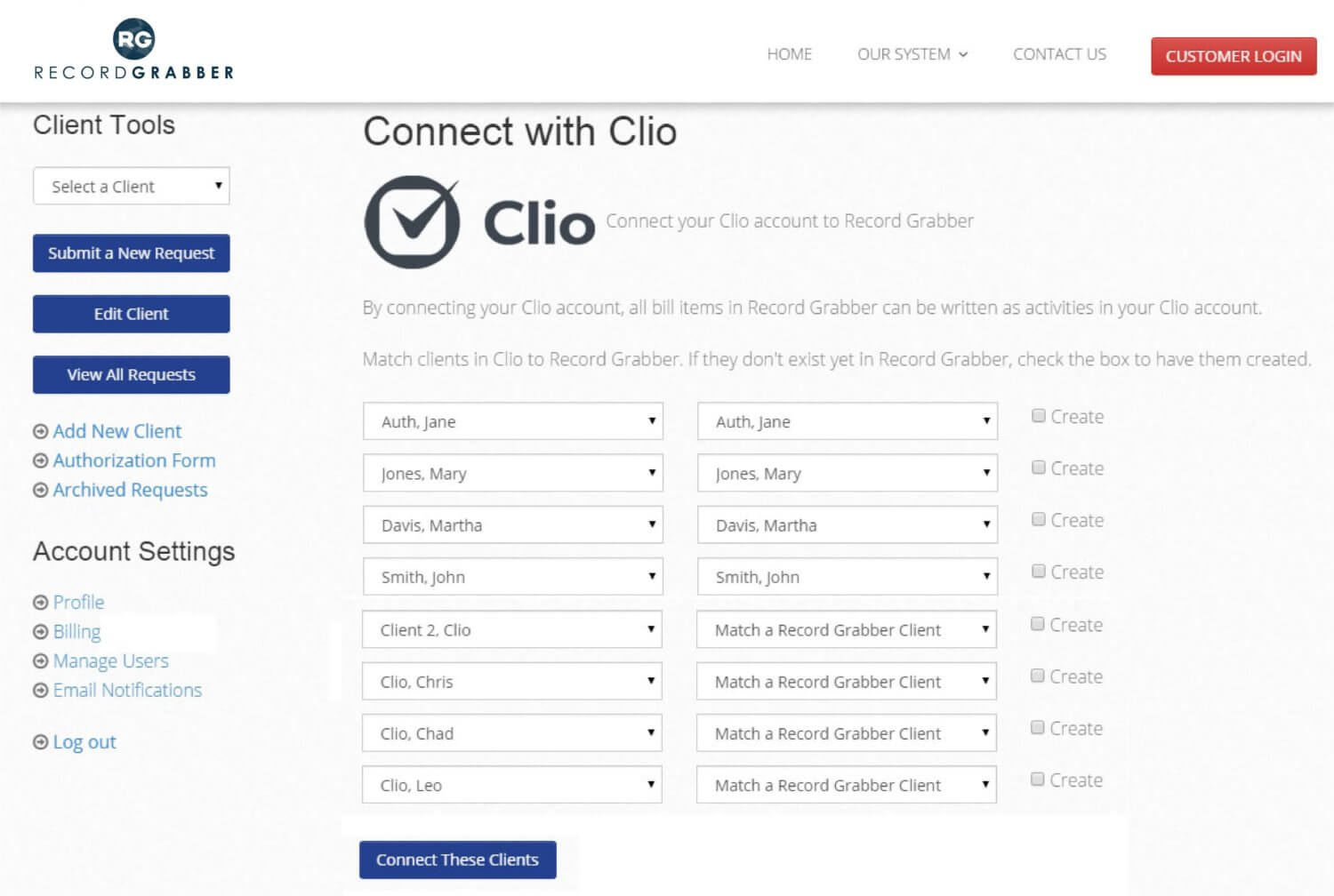 Clio and Record Grabber Integration | Clio