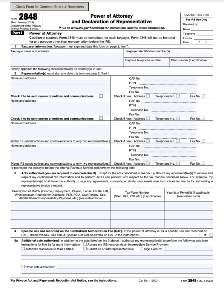 IRS Form 2848: Understanding Power of Attorney and Declaration of ...
